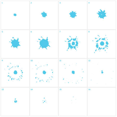Water Splash Sequence Animation Sprite Sheet. Top view. Top view ...