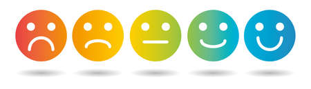 Emoji Colored Flat Icons Vector Set. Sad and Happy Mood Icons. - Stock ...