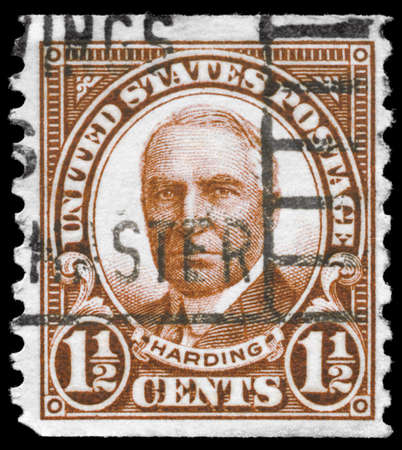 USA - CIRCA 1930: A Stamp printed in USA shows the portrait of a Warren ...