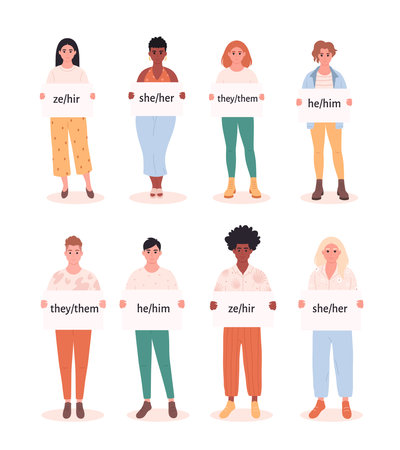 Vector of People holding signs with - ID:1-196224765 - Royalty Free ...