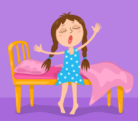 Vector of The cute girl wakes up. Vector - ID:1-50640539 - Royalty Free ...