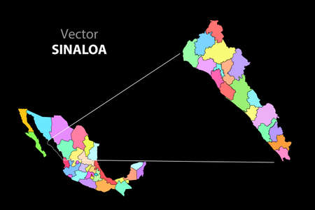 Political Map of Mexico with colors and without names. Sinaloa State ...