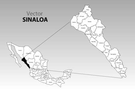 Political Map of Mexico with names. Sinaloa Stateのイラスト素材 [40169530320 ...