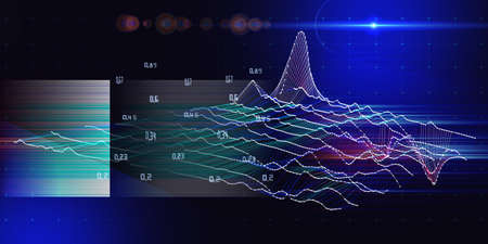 Abstract background with wireframe grid on dark. Visual presentation of ...