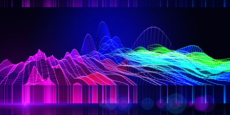 Abstract background polygonal grid with lines on dark. Presentation ...