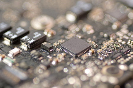 close up ic surface mount device on mainboard circuit - Stock Image ...