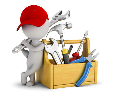 Photo of 3d small people - repairman - ID:1-94928555 - Royalty Free ...