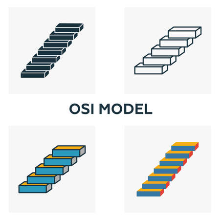 Vecteur de Osi Model icon set. Four - ID:131098288 - image libre de ...