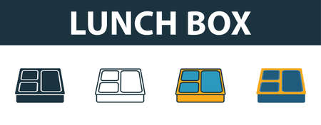 Lunch Box icon set. Four elements in diferent styles from school icons ...