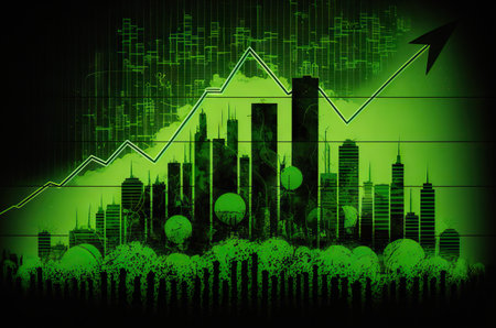 Green graphic illustration of business stock market bull run and growth ...