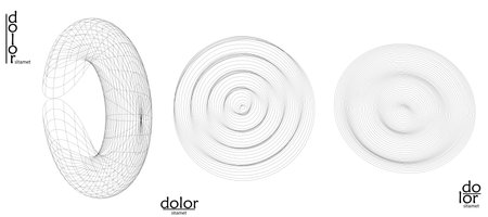 Abstract wire frame vector object set. 3D digital surface. Geometric ...