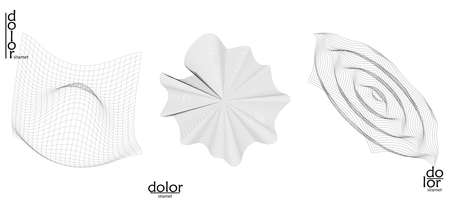 Abstract vector mesh object icon set. Polygonal geometric shape ...