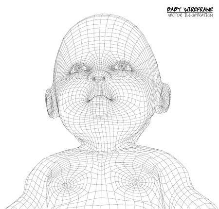 3d Cute baby. wireframe:: tasmeemME.com