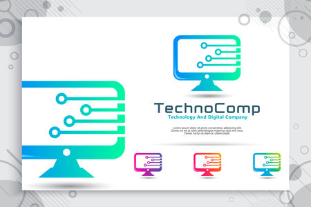 computer technology vector logo with modern designs , abstract ...
