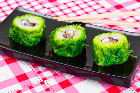 Sushi Roll with Chukoy, Salmon and Cheese. Studio Photo - Stock Image ...