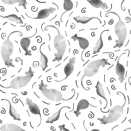 Seamless pattern with rat, mouse, symbol of New Year and Christmas 2020 ...