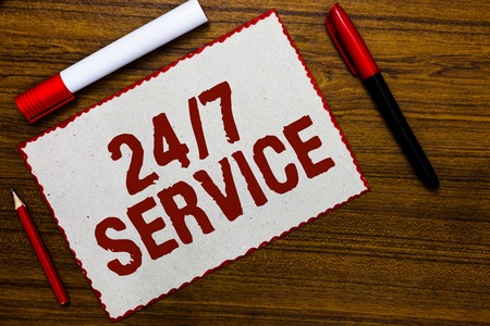 Handwriting text writing 24 7 Service. Concept meaning Always available ...