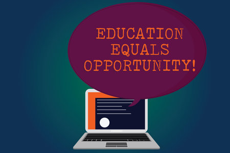 Handwriting text Education Equals Opportunity. Concept meaning similar ...