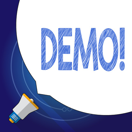 Text sign showing Demo. Conceptual photo Demonstration of products by ...