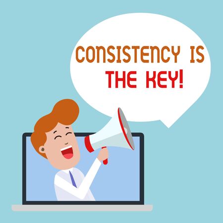 Writing note showing Consistency Is The Key. Business concept for by ...