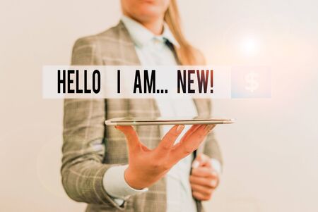 Conceptual hand writing showing Hello I Am New. Concept meaning used as ...