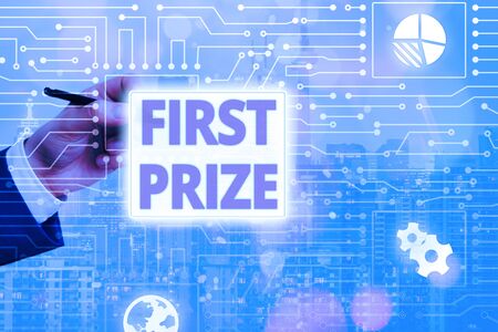 Conceptual hand writing showing First Prize. Concept meaning most ...
