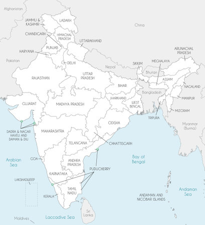 Vector of Vector map of India with - ID:1-192978001 - Royalty Free ...