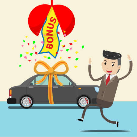 happy employee receive new car as surprise bonus or gift from boss ...