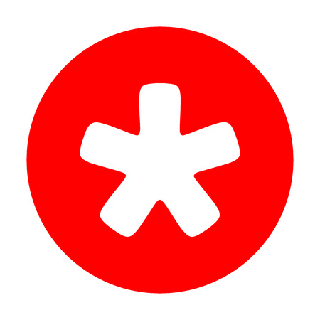 Asterisk star sign. White icon on red circle.:: موقع تصميمي