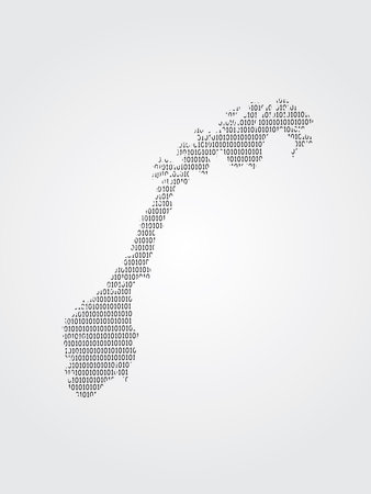 Norway vector map illustration using binary digits or numbers on light ...