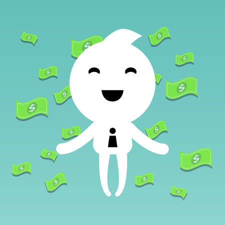 Abstract Cartoon concept character business with performance bonus ...