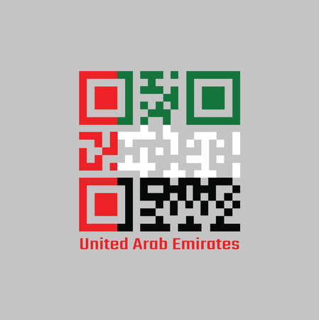 QR code set the color of UAE flag. horizontal tricolor of green white ...
