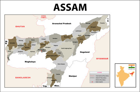 Vecteur de Assam map. Political and - ID:168900371 - image libre de ...