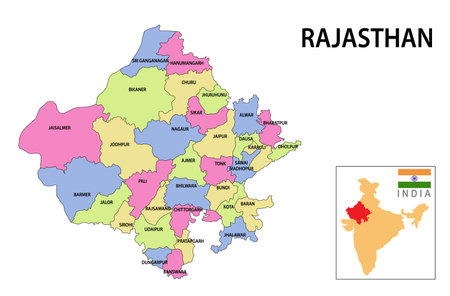 Vector of Rajasthan map. Political and - ID:168900507 - Royalty Free ...