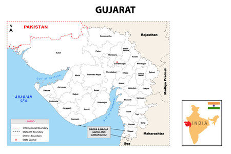 Vector of Gujurat map. Political and - ID:168900559 - Royalty Free ...