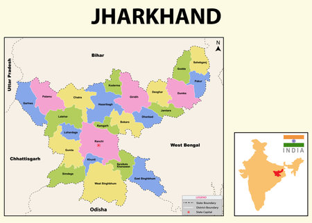 Vector of Jharkhand map. Showing State - ID:168900827 - Royalty Free ...