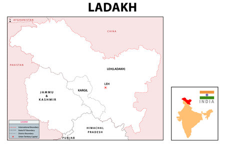 Vecteur de Ladakh map District map of - ID:168901286 - image libre de ...