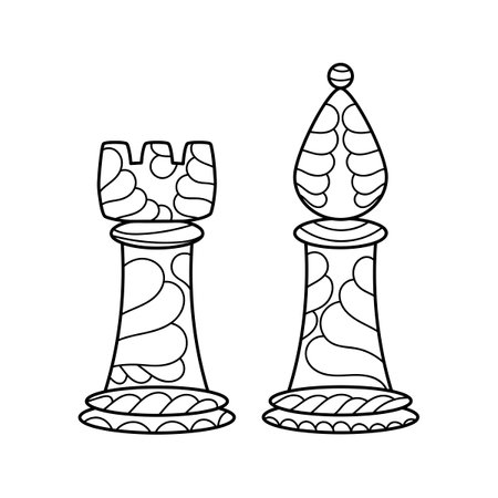 Vector of Chess coloring book. Hand - ID:162496350 - Royalty Free Image ...