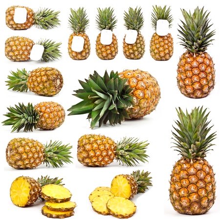 collage of pineapple photographed on all sides: Royalty-free images ...