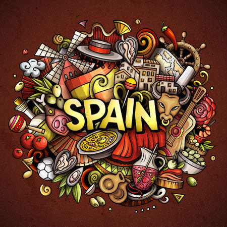 Vector of Spain hand drawn cartoon - ID:1-166009269 - Royalty Free ...