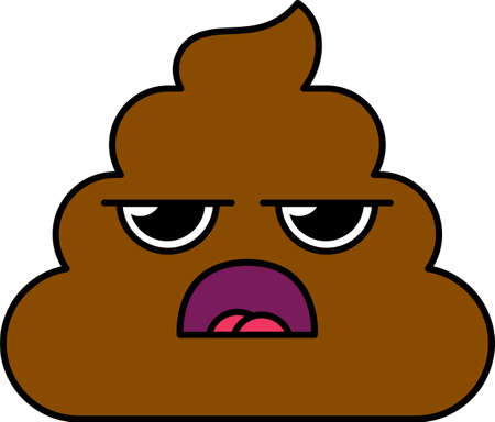 Grumpy poop emoji vector illustration. Upset, tired turd emoticon ...