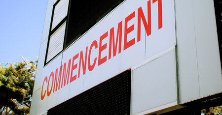 Stadium Billboard Announcing University Graduation Commencement ...