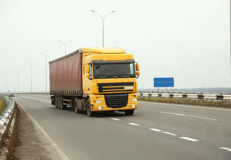 Truck on road. Delivery and shipping concept. - Stock Image - Everypixel