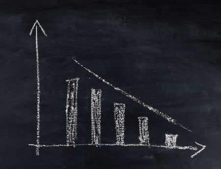 Presentation in a curve on a blackboard, drawing with chalk, inflation ...