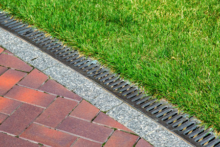 iron grate of a drainage system for storm water drainage from a ...