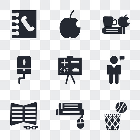 Set Of 9 simple transparency icons such as Basketball, Book and ...