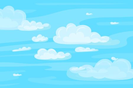 Cartoon Color Blue Sky and Clouds Card Background Concept. Vector ...