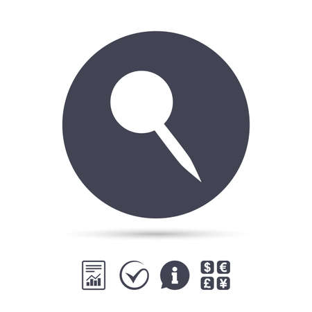 Pushpin sign icon. Pin button. Report document, information and check ...