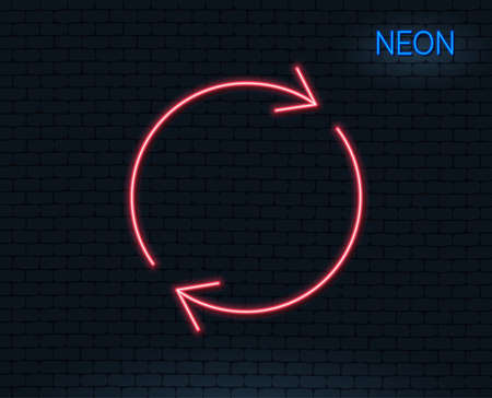 Neon light. Refresh line icon. Rotation arrow sign. Reset or Reload ...