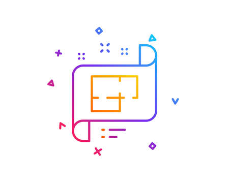 Architectural plan line icon. Technical project sign. Gradient line ...